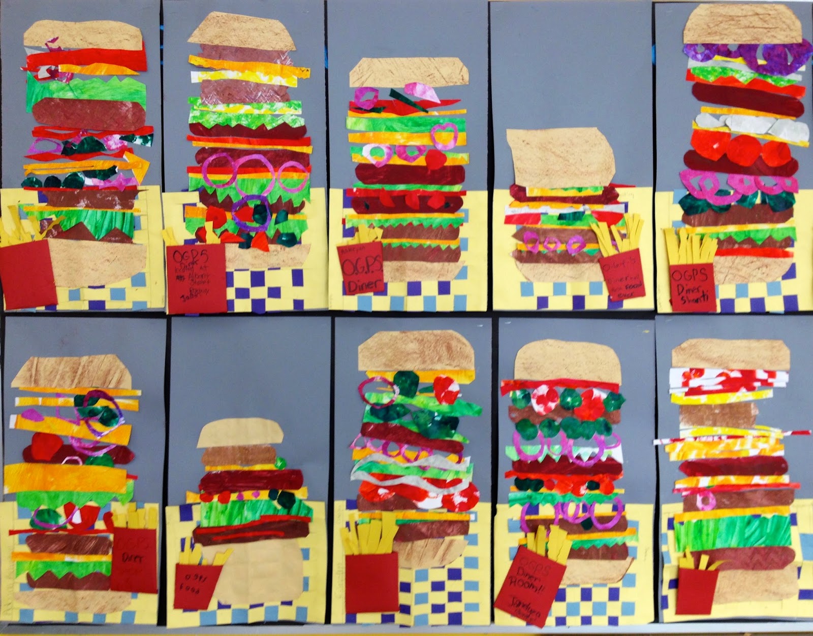 Ms. Bernini's Art Class: Hamburger Collage