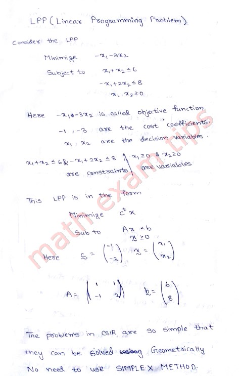 LINEAR PROGRAMMING PROBLEM (LPP) MATERIAL FOR CSIR | MATHEMATICS EXAM TIPS