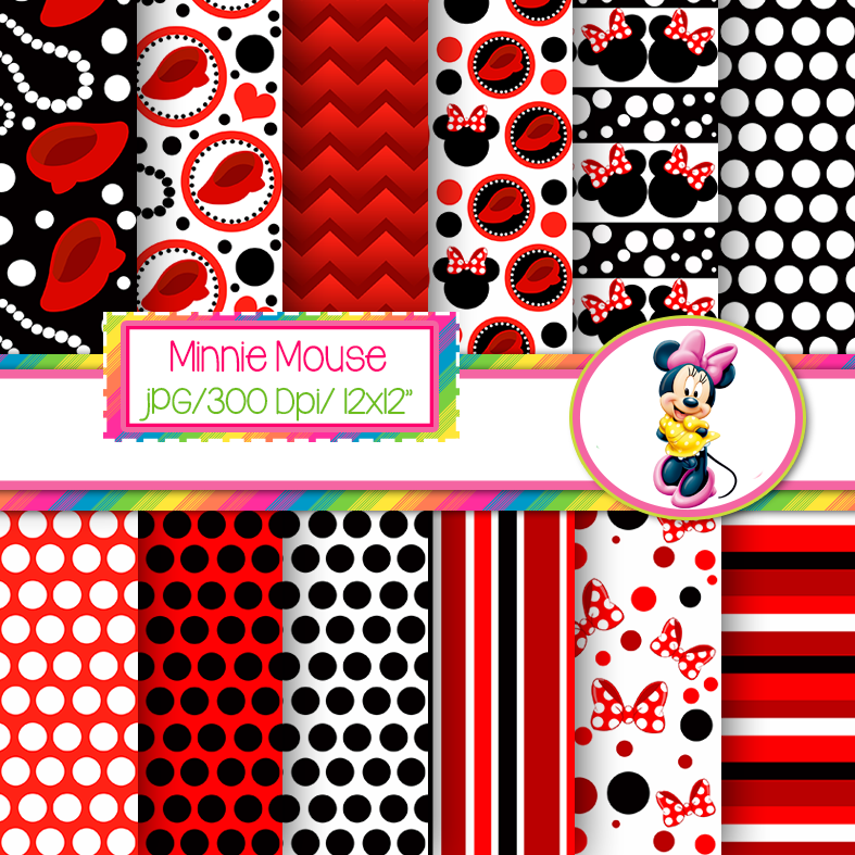 Minnie Mouse Digital Paper Part 1 - EMBROIDERY AND DIGITAL FILES