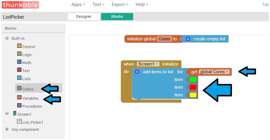 Tutor dos Nerds: Como utilizar o elemento ListPicker no Android com Thunkable/app Inventors