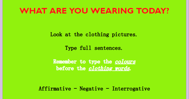 MAKING FULL SENTENCES ABOUT WEARING CLOTHES | ENGLISH LANGUAGE ...
