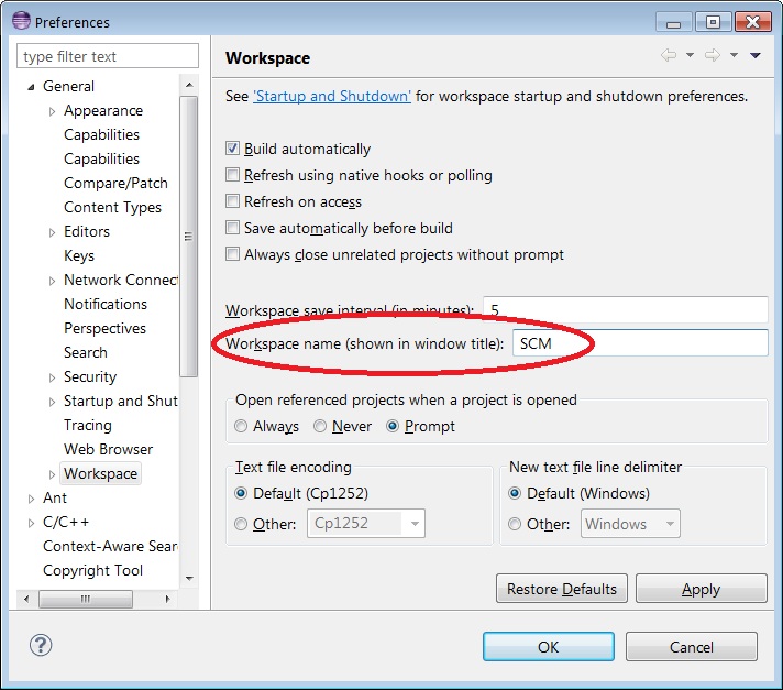 Andrew Niefer: Quick Tip: Naming Eclipse Workspaces