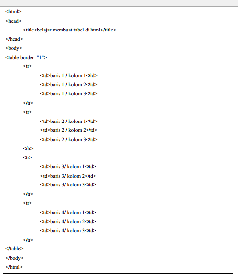 MEMBUA TABEL DENGAN HTML ~ Rizka Mala Alfiana
