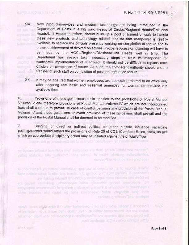 Guidelines For Transfer To Regulate Transfers Of Grouping 'C' Officials ...