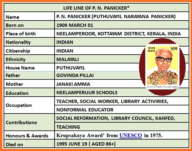 P. N. PANICKER: BIOGRAPHY