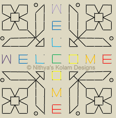 Nithya's Kolam Designs: Kolam 68 : Welcome kolam Dots 14 x 14
