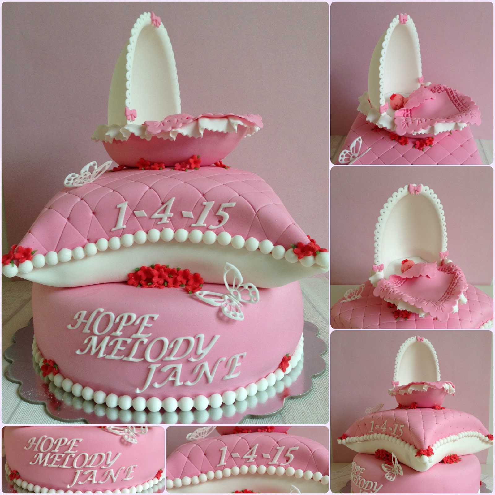 Taarten van Elena en Marcela: Geboorte feest taart Roze