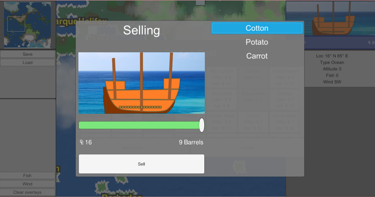 The Making of a Ham: Dev Blog- Sea Trading Game. Selling goods, adding ...