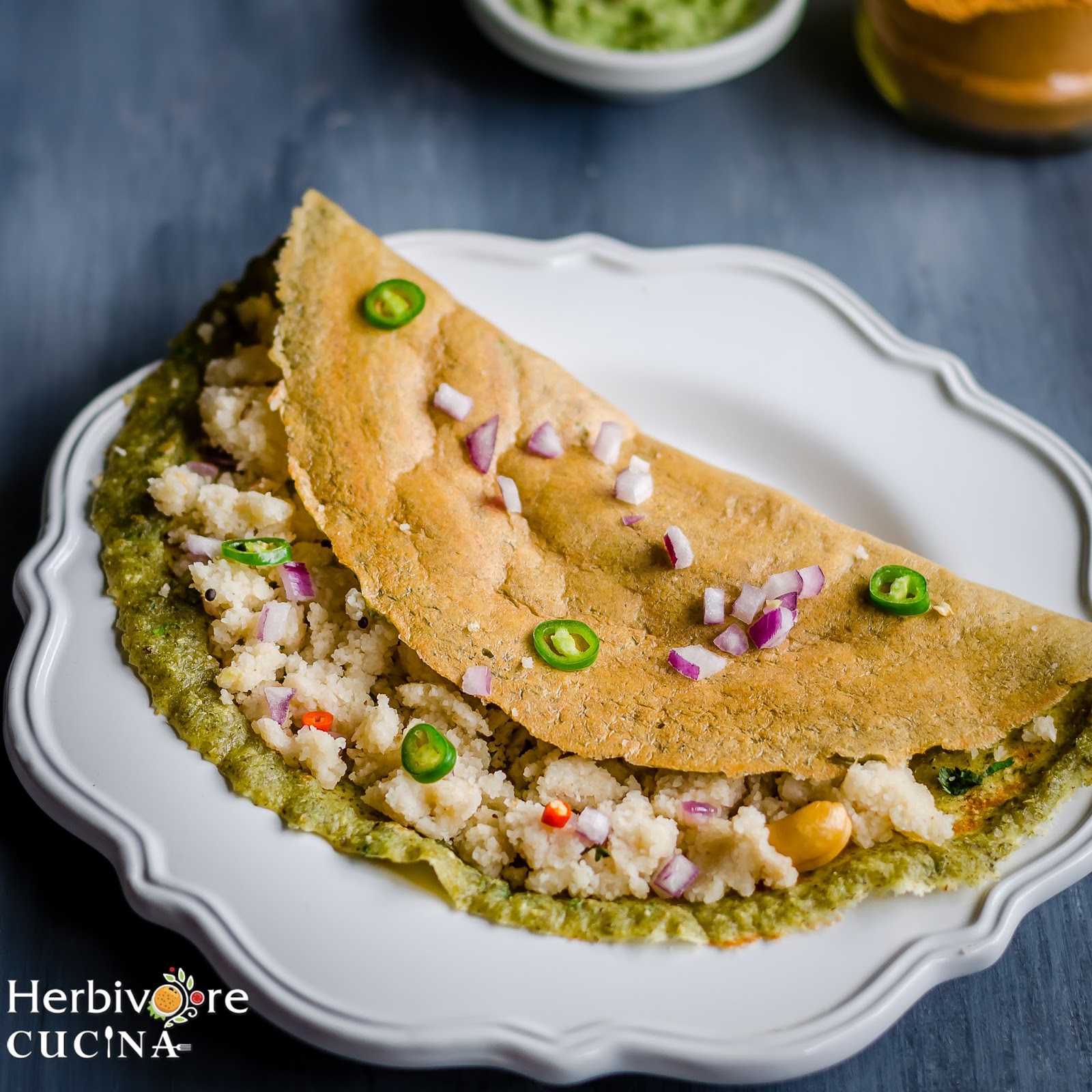 Herbivore Cucina: Pesarattu Upma | Green Moong Dal Dosa