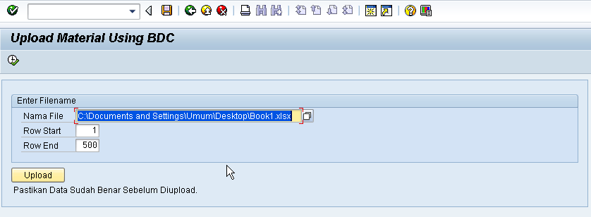 Belajar Abap: Upload Material Using BDC