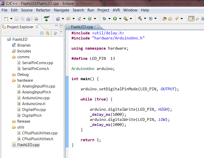 Code Frieze: A simple Arduino program in Eclipse