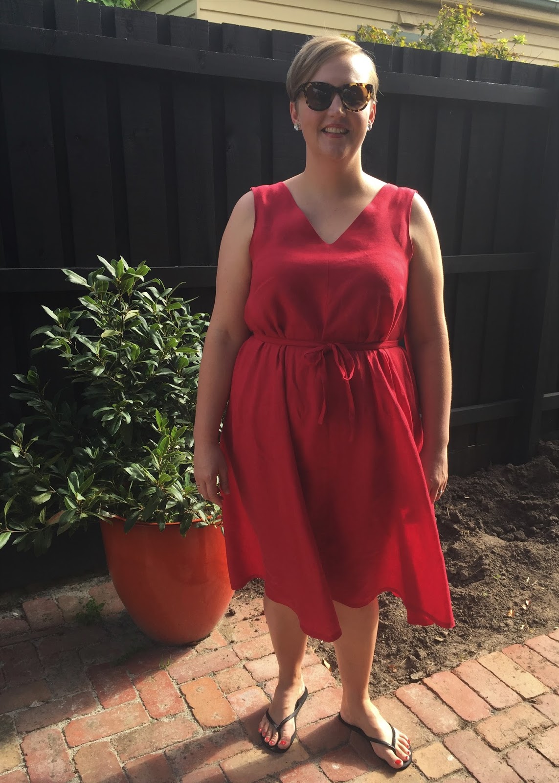 Sew: Papercut Patterns Sway Dress in Red Linen | Sew Brunswick