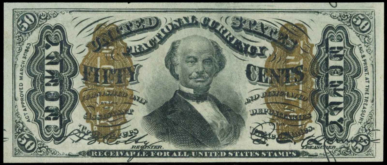 Fractional currency 50 Cents Spinner 1863 Third Issue|World Banknotes ...