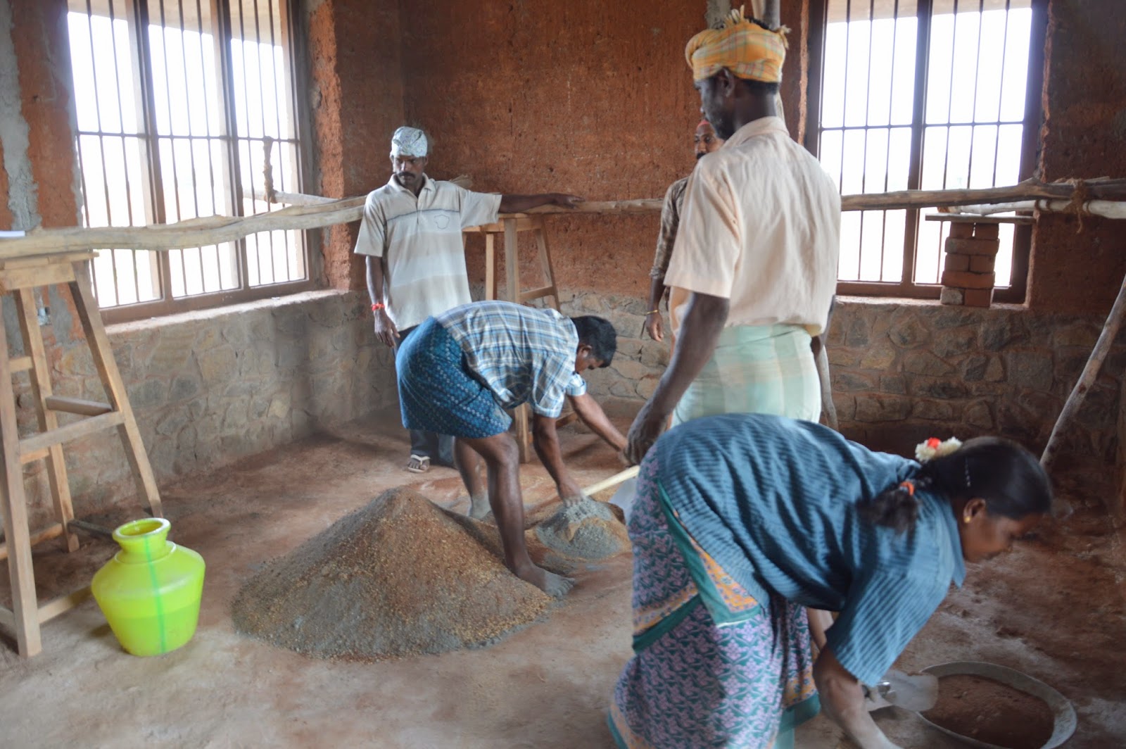 GREENLAND ASHRAM: Starting of mud plastering