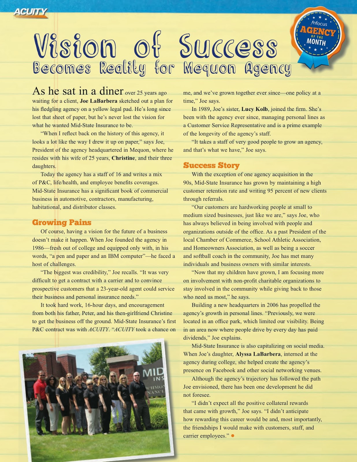 Mid-State Insurance: Agency of the Month