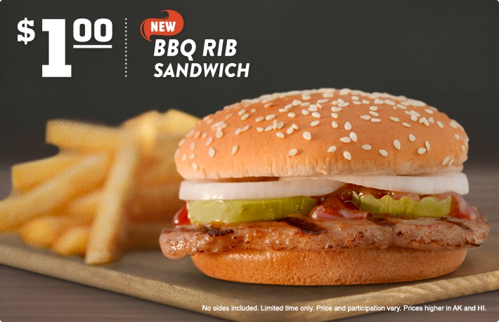 News: Burger King Offers New BBQ Rib Sandwich for $1