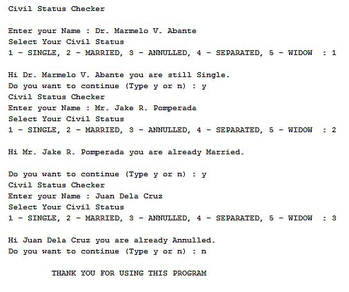 Free Programming Source Codes And Computer Programming Tutorials Civil Status Checker In Java