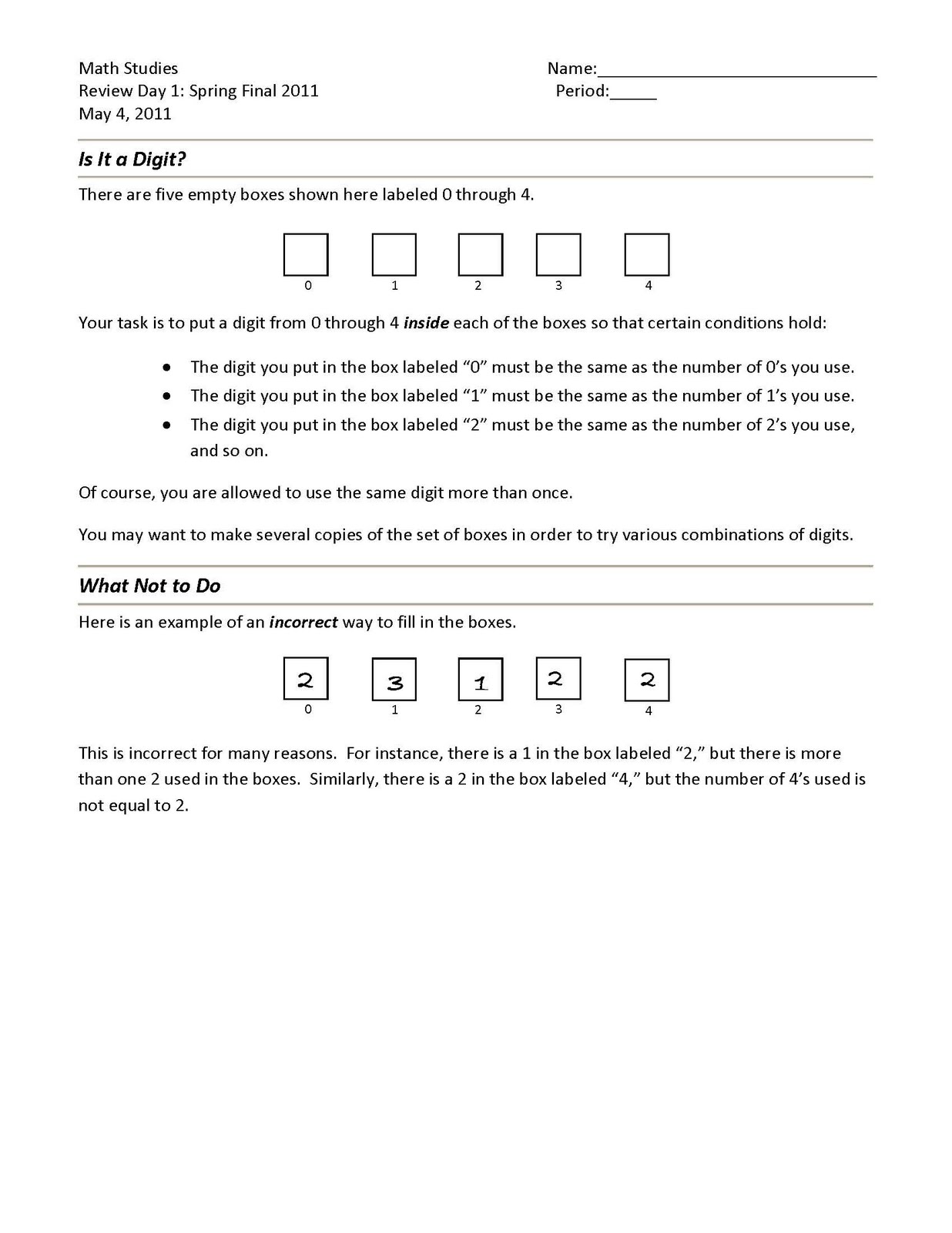 Southwest Math Studies Page: Final Exam Review