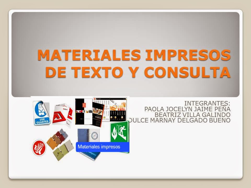 RECOPILACIÓN DE MATERIALES PARA EL APRENDIZAJE: Materiales impresos de ...