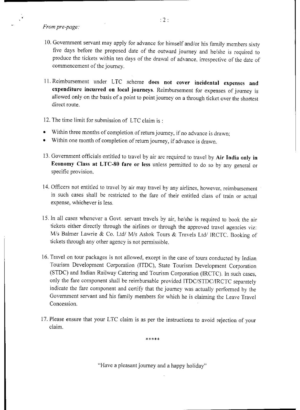 Central Civil Services (LTC) Rules, 1988 - Fulfillment of Procedural ...