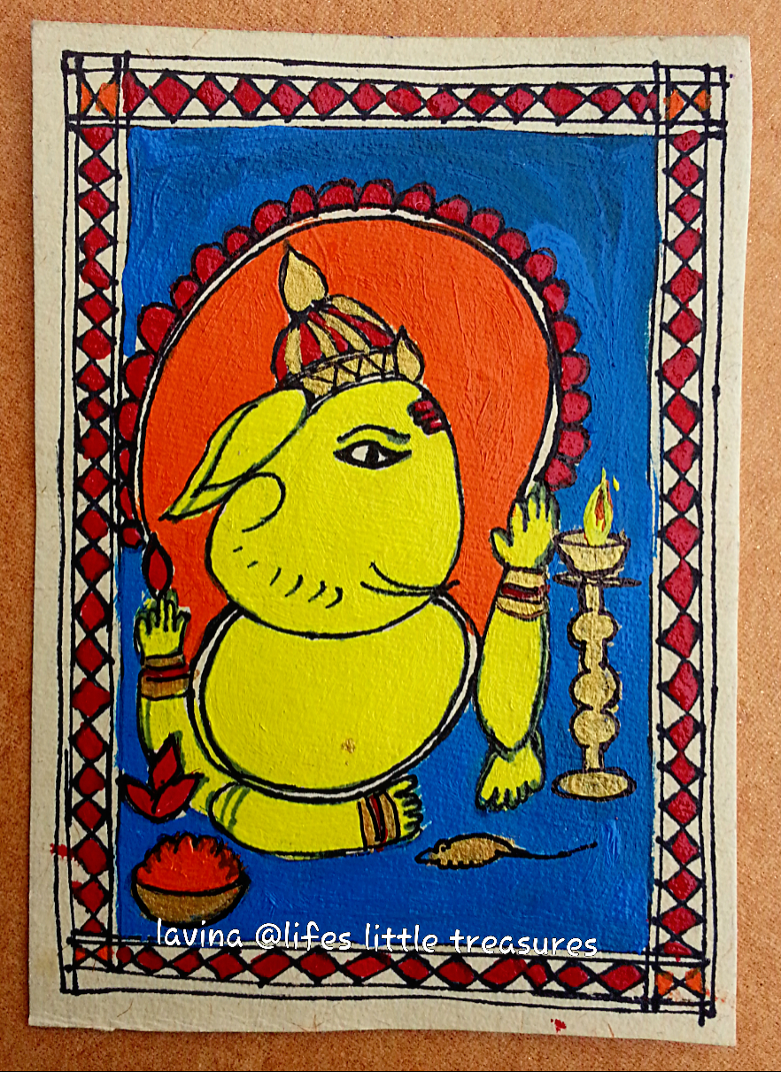 Life's little treasures: My friend Ganesha! Madhubani/Mithila style