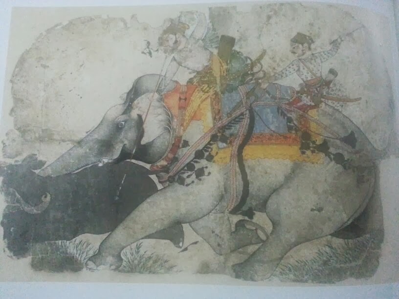 Rajputana Paintings: Ram Singh I of Kota Hunting Rhinoceros