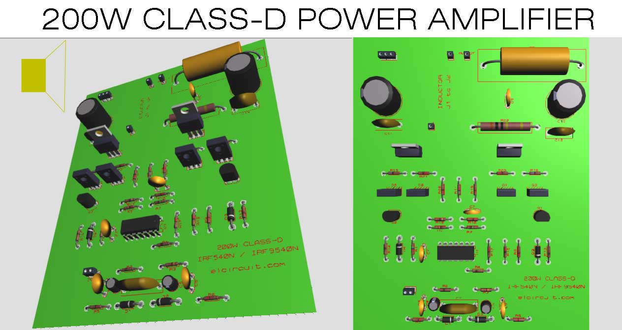 200w Class D Power Amplifier Irf540irf9540 Electronic Circuit