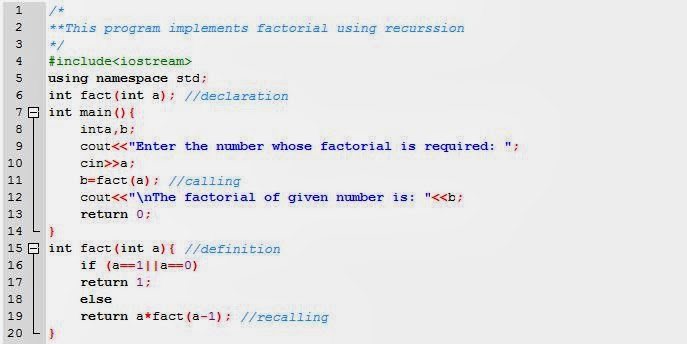 Programming Chunks C Program That Calculates The Factorial Of A Number Using Recursion