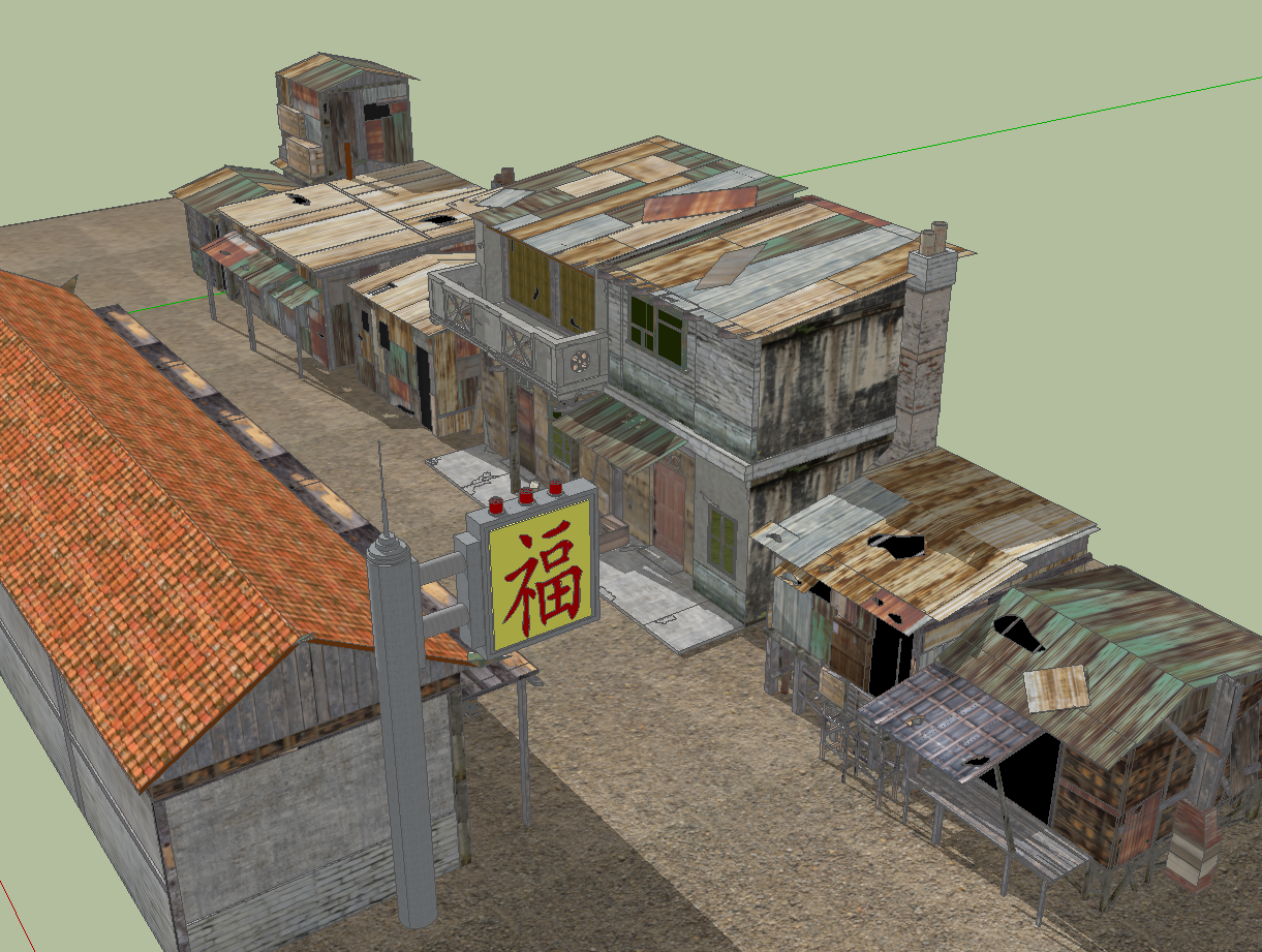 Artistic Gurus Blog: Sketchup Modeling - Shanty Town Set Design