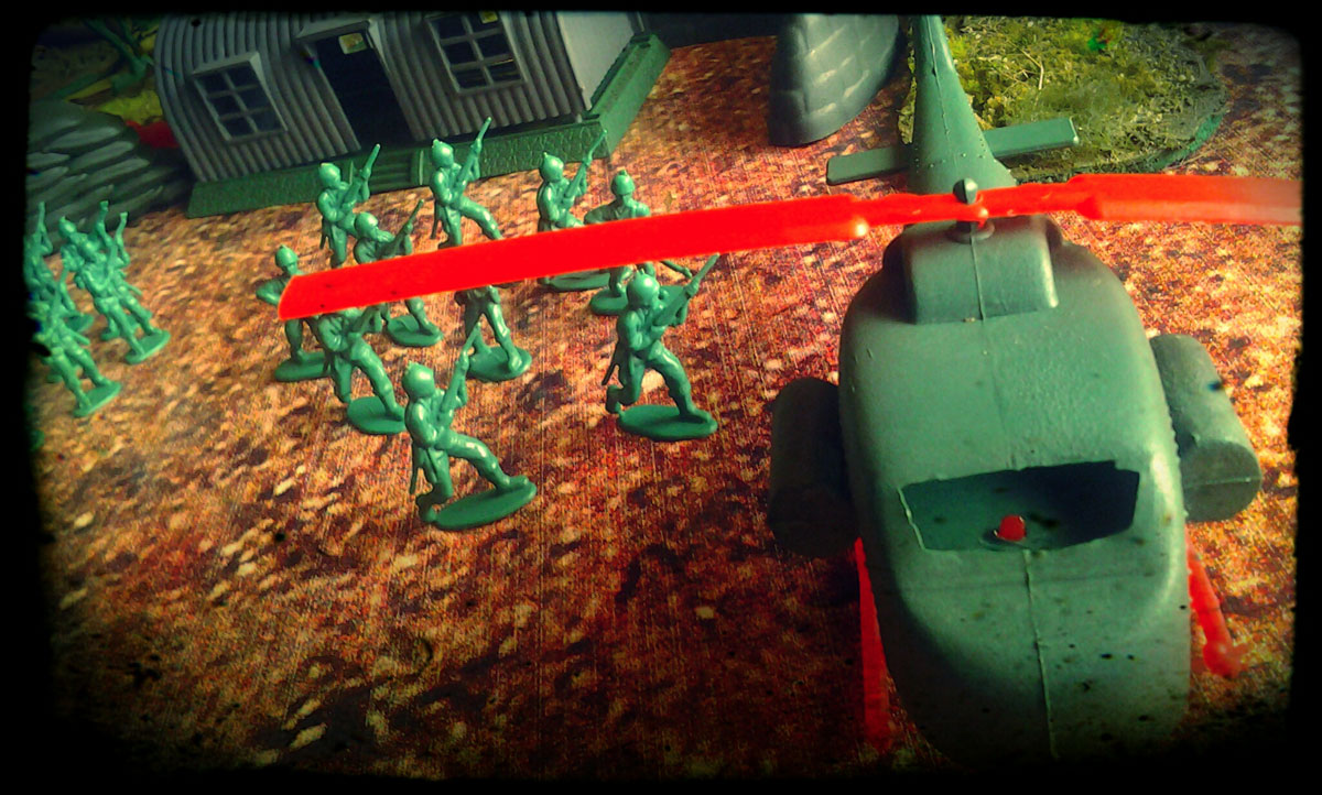 HO scale Military Camp and Helicopter Base