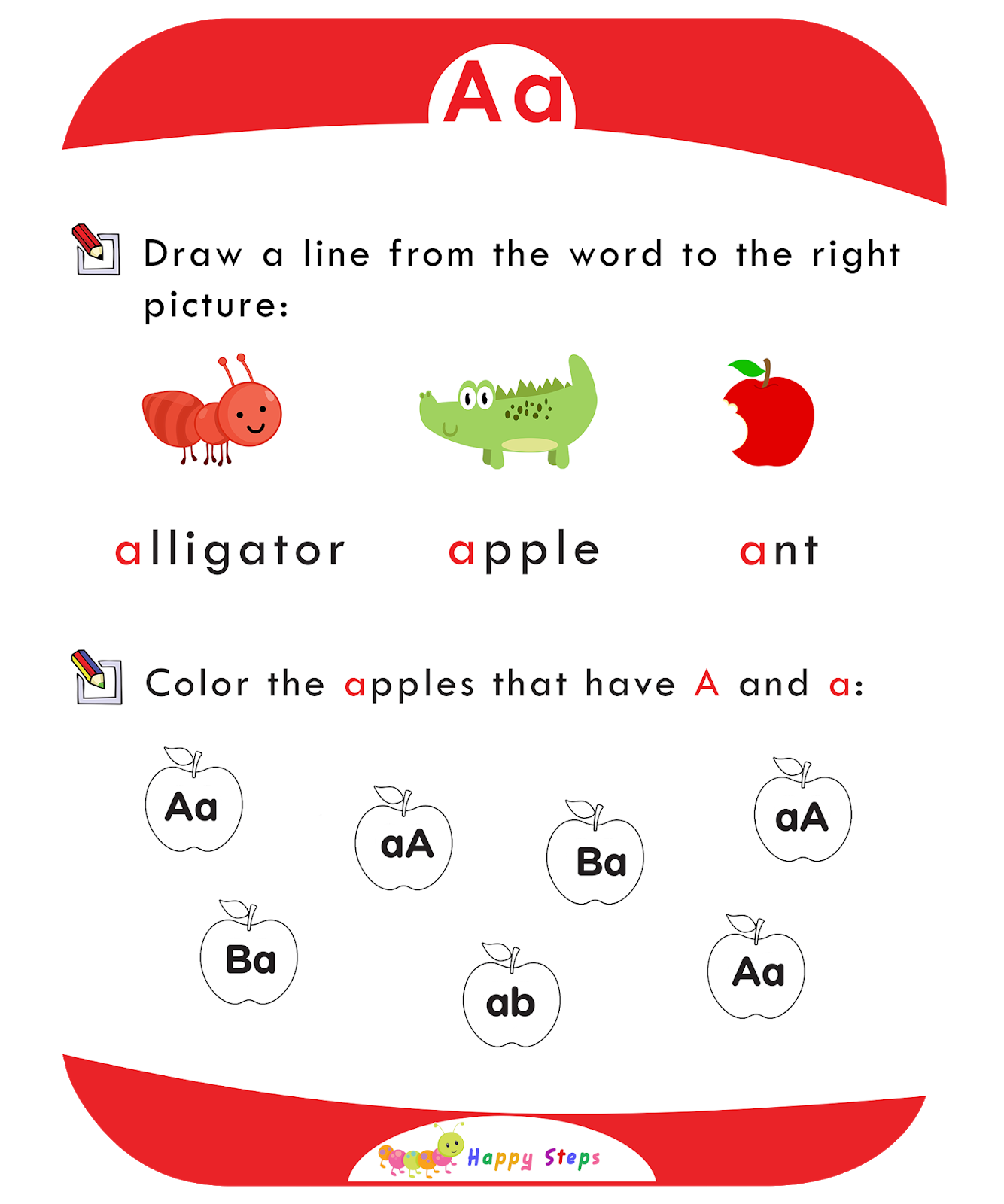 Activity Worksheet -1 Letter A for kids