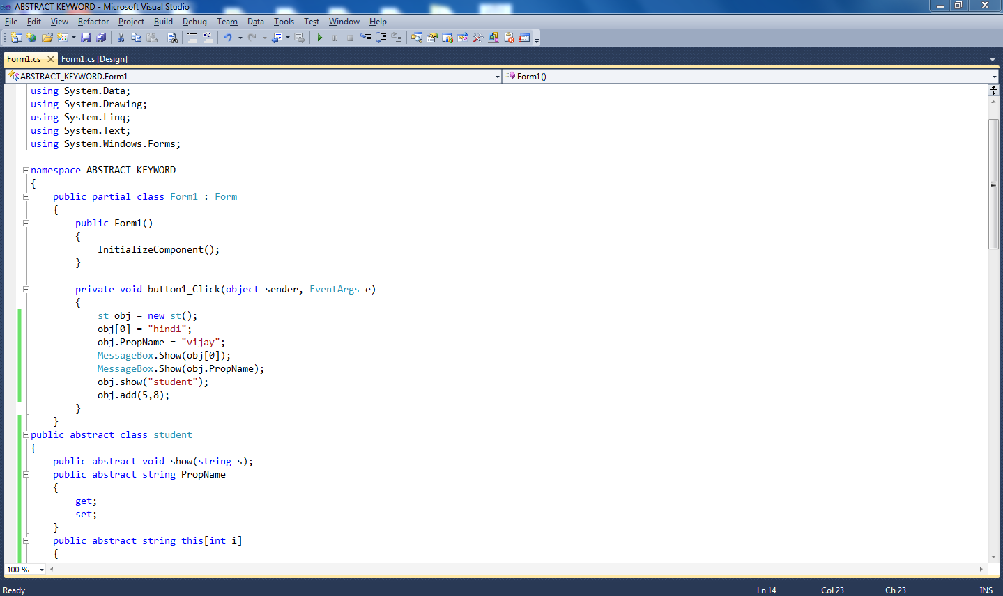 Abstract Class And Abstract Method In C My Tutorials