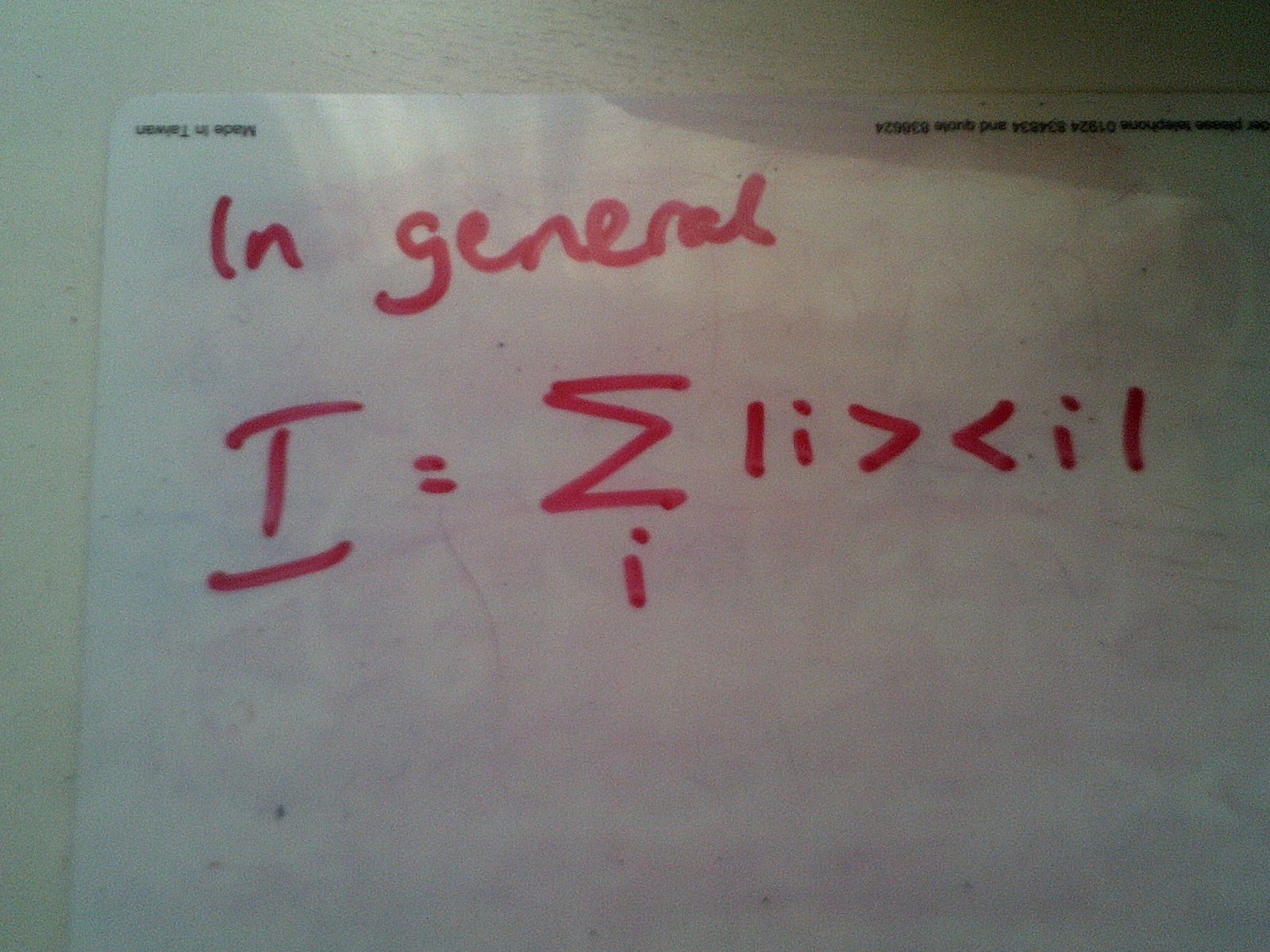 wigton physics: Identity matrix in Dirac notation