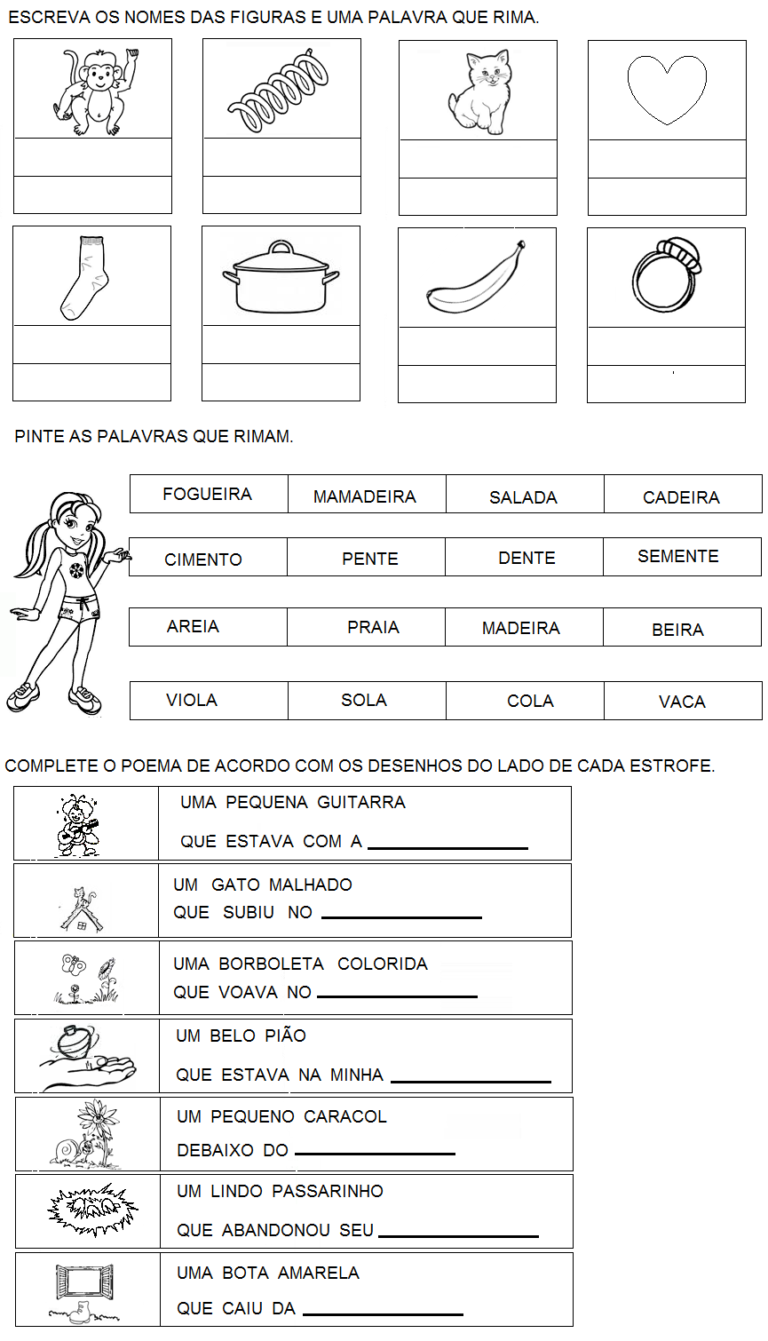 APRENDIZAGEM e ALFABETIZAÇÃO: Rimas-Atividades