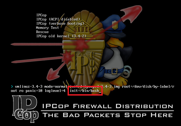 Sobre Linux Reset Root Password IpCop Version 2 x reiniciar La Sobre Linux Reset Root Password IpCop Version 2 x reiniciar La