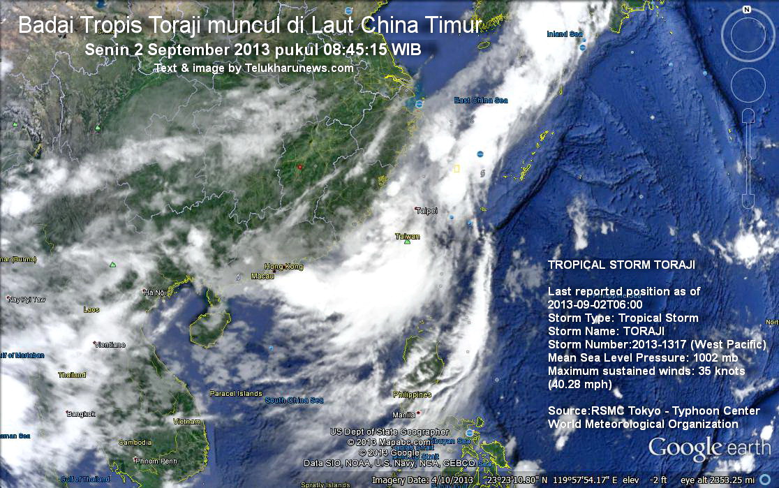 Telukharunews.com: BADAI TROPIS TORAJI MUNCUL DI LAUT CHINA TIMUR