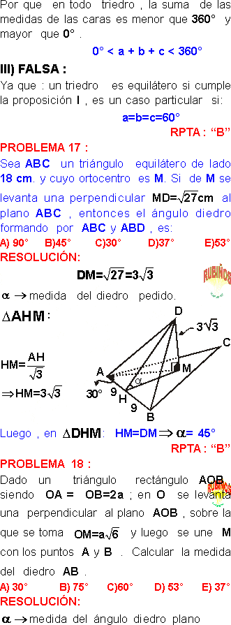 ÁNGULOS EN EL ESPACIO DIEDRO TRIEDRO ÁNGULO POLIEDRO PROBLEMAS ...