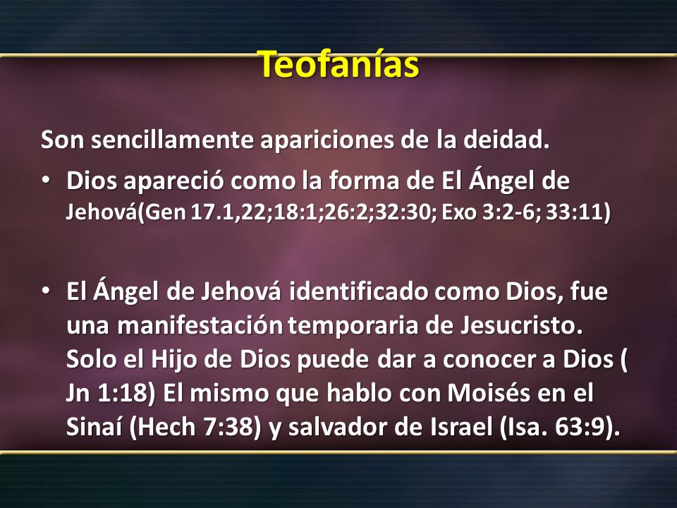 TEOLOGÍA DE MENOS A MAS: TEOFANIAS