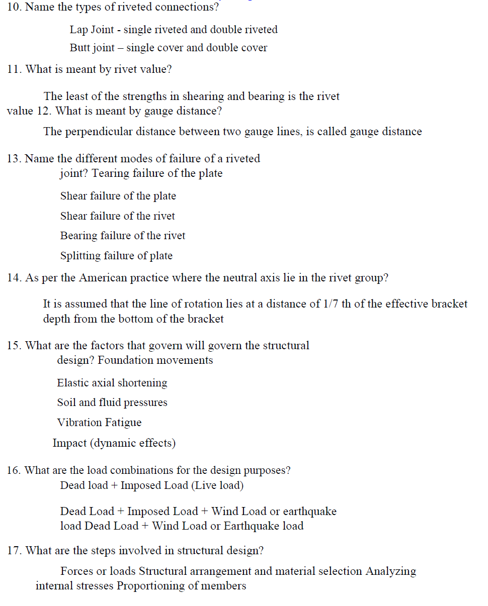 CE2352 - Design of Steel Structures - 02 marks questions with answers ...
