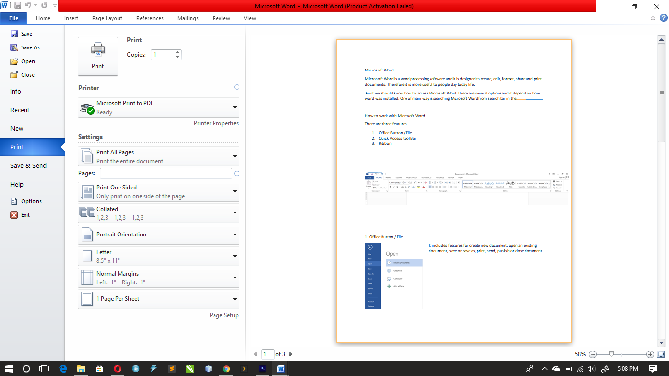 Microsoft Word Lesson 01