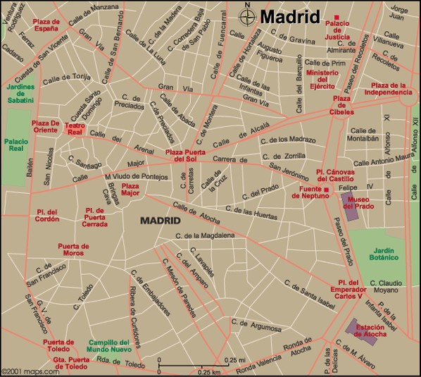 Madrid Tourism Map Regional | Map of Spain Tourism Region and Topography