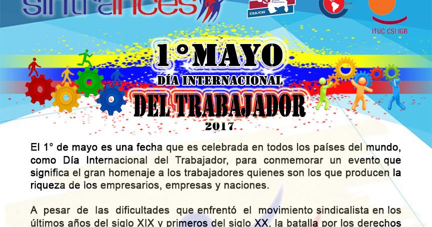 Sintrainces Nacional: 01 de Mayo Día Internacional del Trabajador