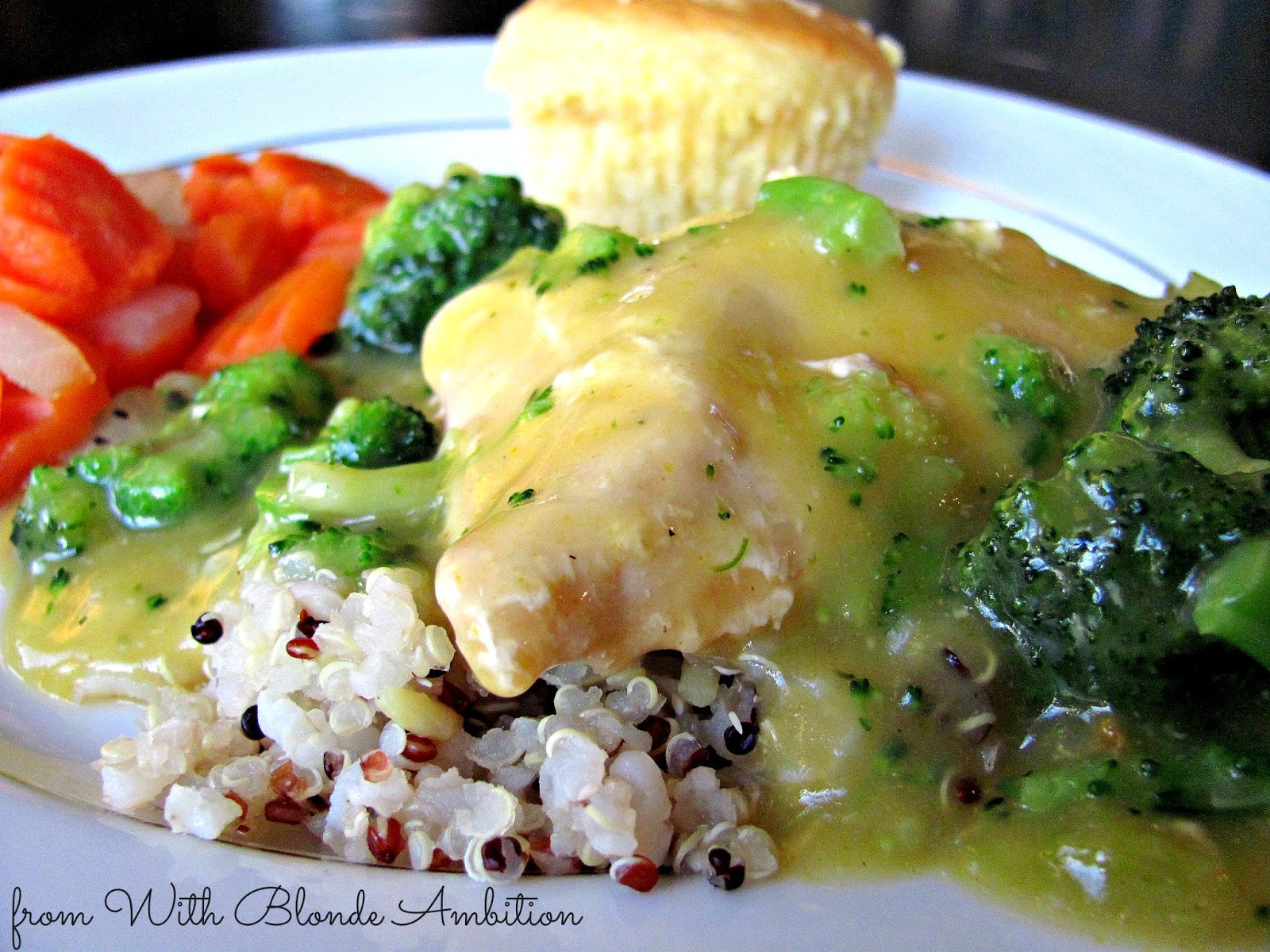 With Blonde Ambition: Creamy Chicken and Broccoli over Quinoa Rice ...