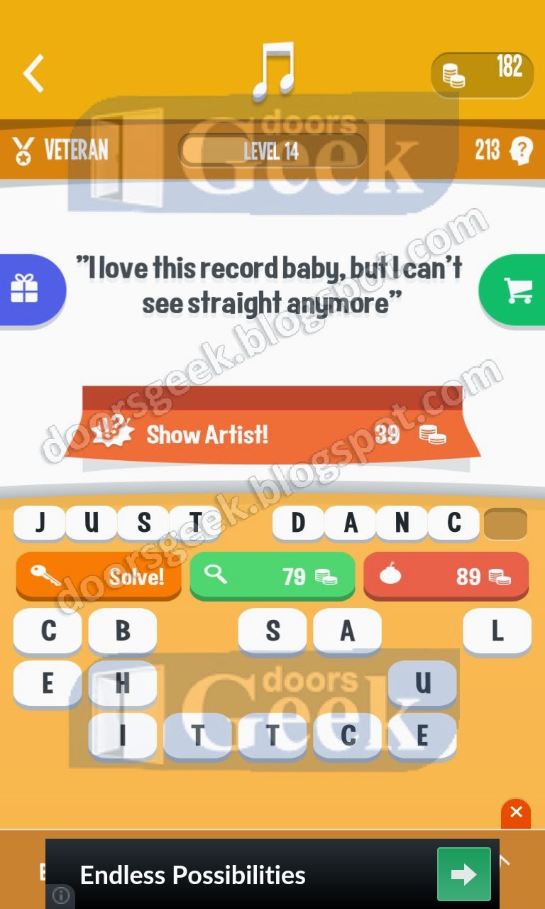 Song Quiz [Veteran] Level 14 Answer ~ Doors Geek