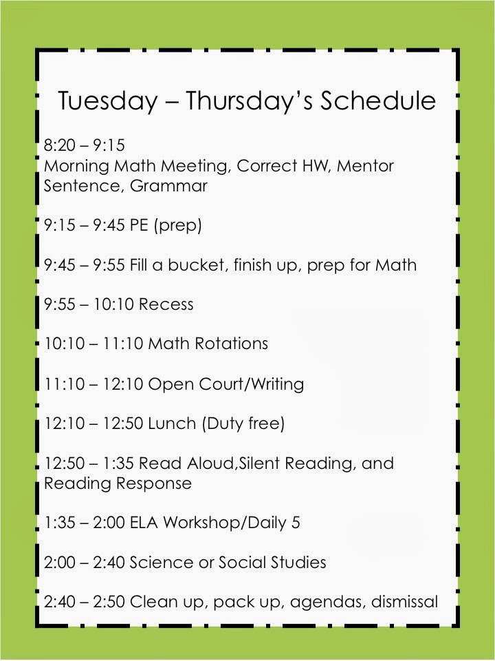 I Love My Classroom: My Daily Schedule