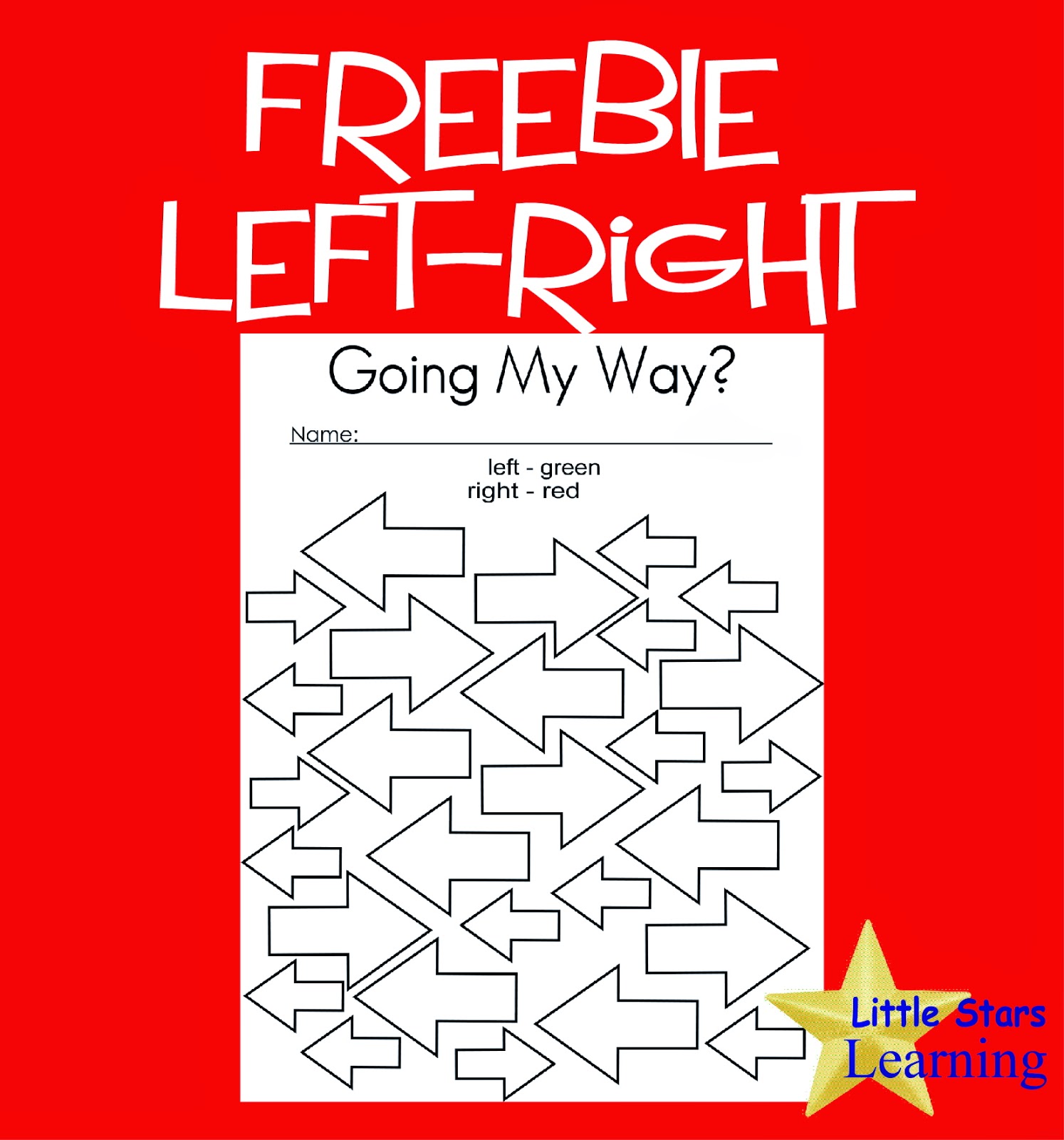 Little Stars Learning: FREEBIE - Left Right Arrows Worksheet