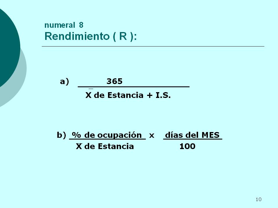 Gerencia Hospitalaria: Rendimiento y Productividad - Formulas