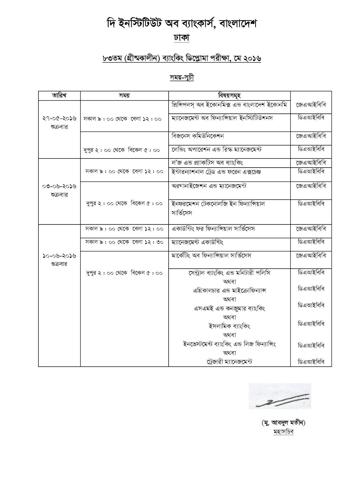 Banking Diploma Study Materials: 83rd Banking Diploma Exam Routine May ...