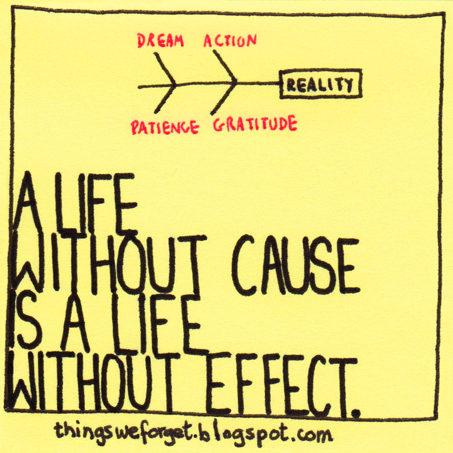 Things We Forget: 985: A life without cause is a life without effect.