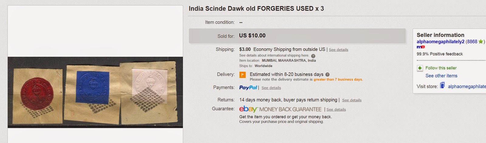 GANDHI STAMPS CLUB: Scinde Dawk - Postal History - First postage stamp ...